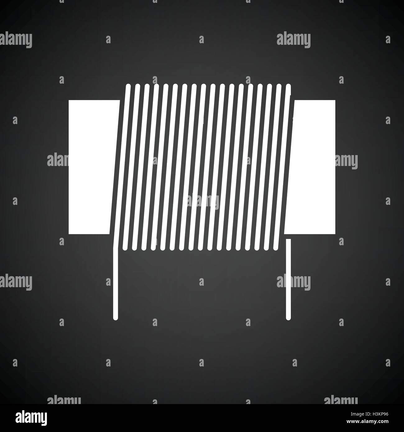 Inductor coil icon. Black background with white. Vector illustration ...