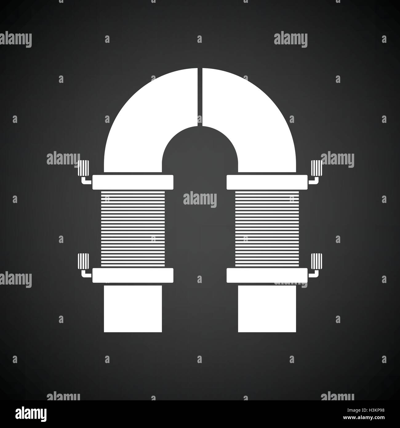 Electric magnet icon. Black background with white. Vector illustration ...