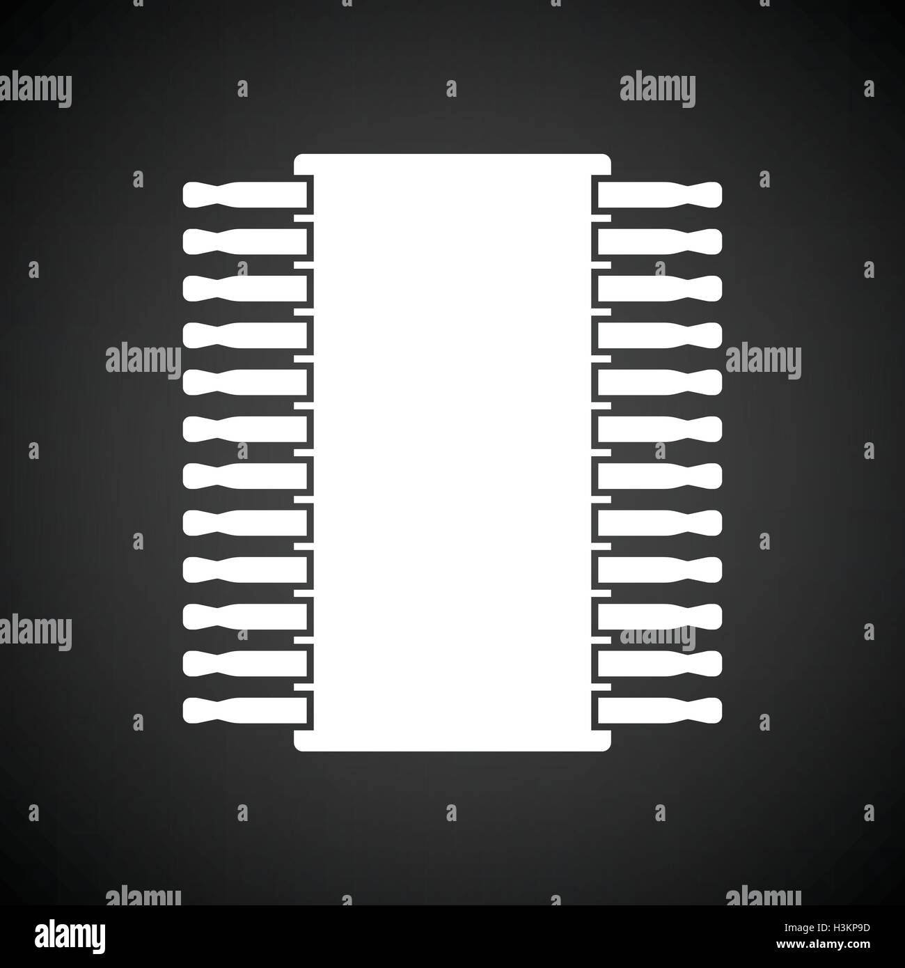 Chip icon. Black background with white. Vector illustration Stock ...