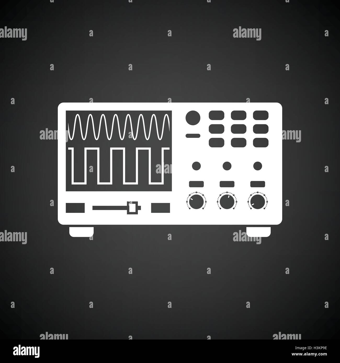 Oscilloscope icon. Black background with white. Vector illustration ...
