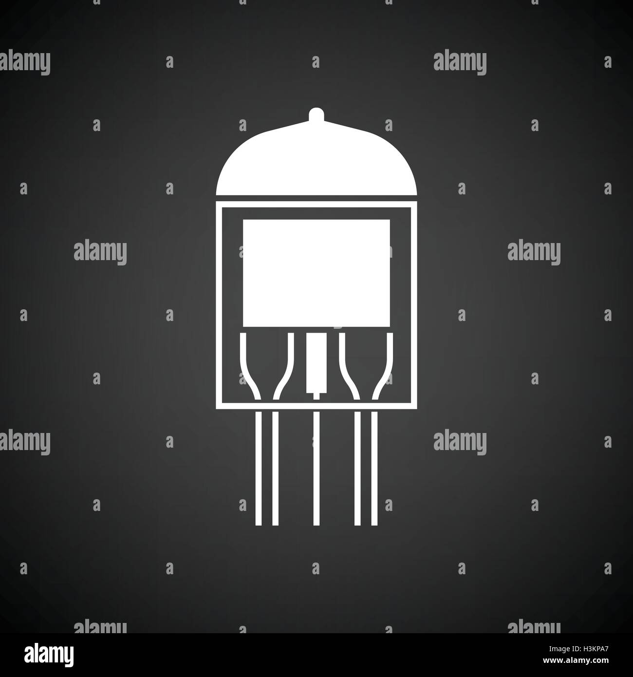 Electronic vacuum tube icon. Black background with white. Vector ...