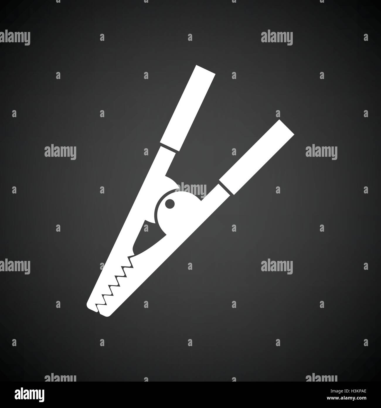 Crocodile clip icon. Black background with white. Vector illustration ...