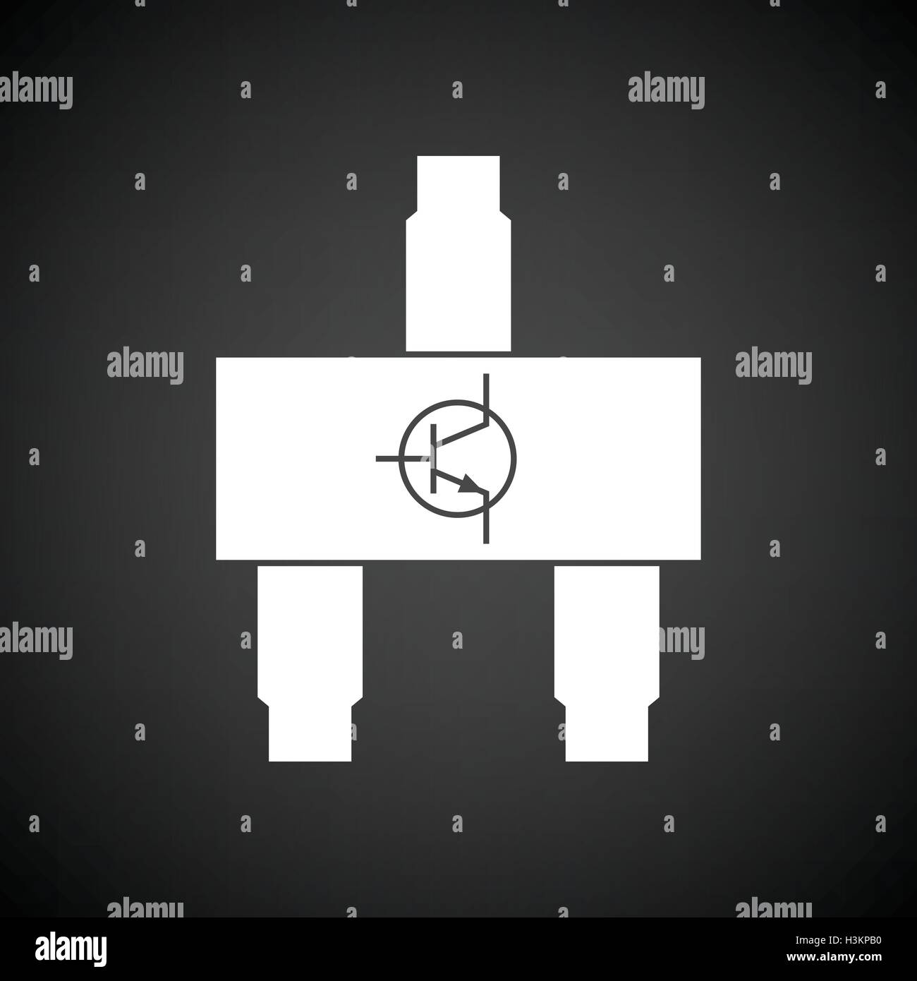 Smd transistor icon. Black background with white. Vector illustration ...