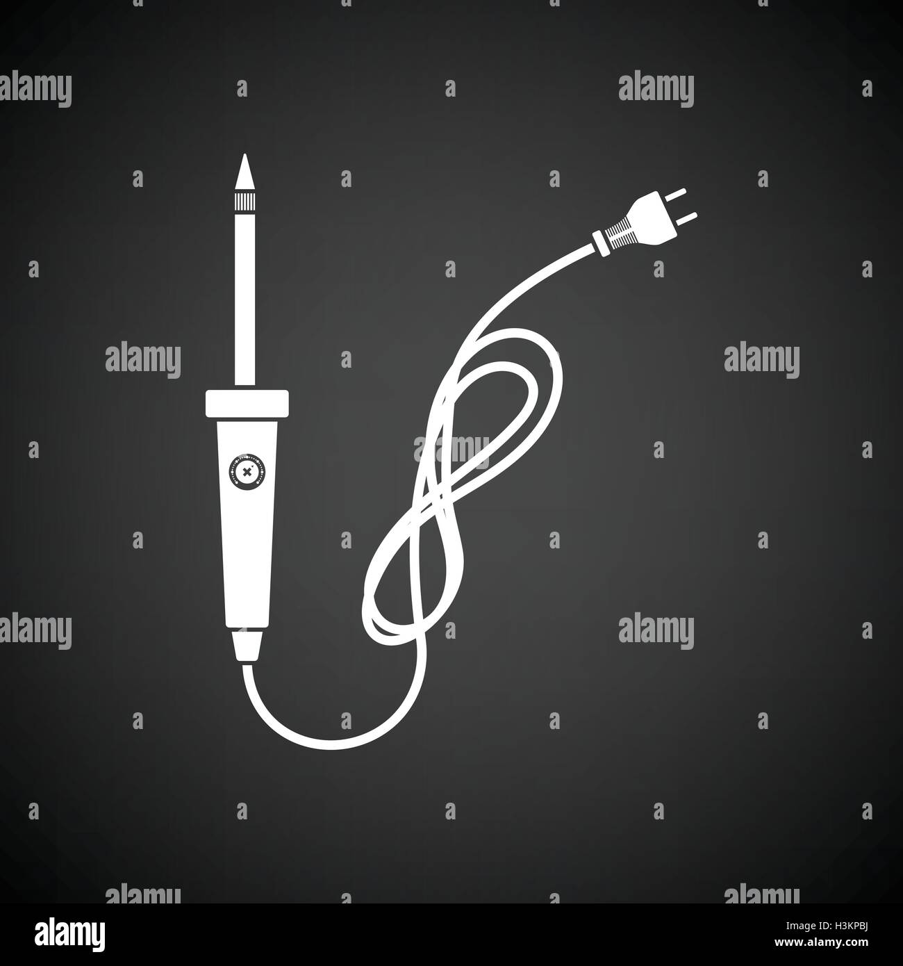 Soldering iron icon. Black background with white. Vector illustration ...