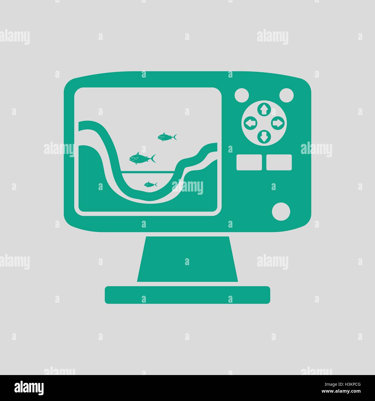 Icon of echo sounder . Gray background with green. Vector illustration ...