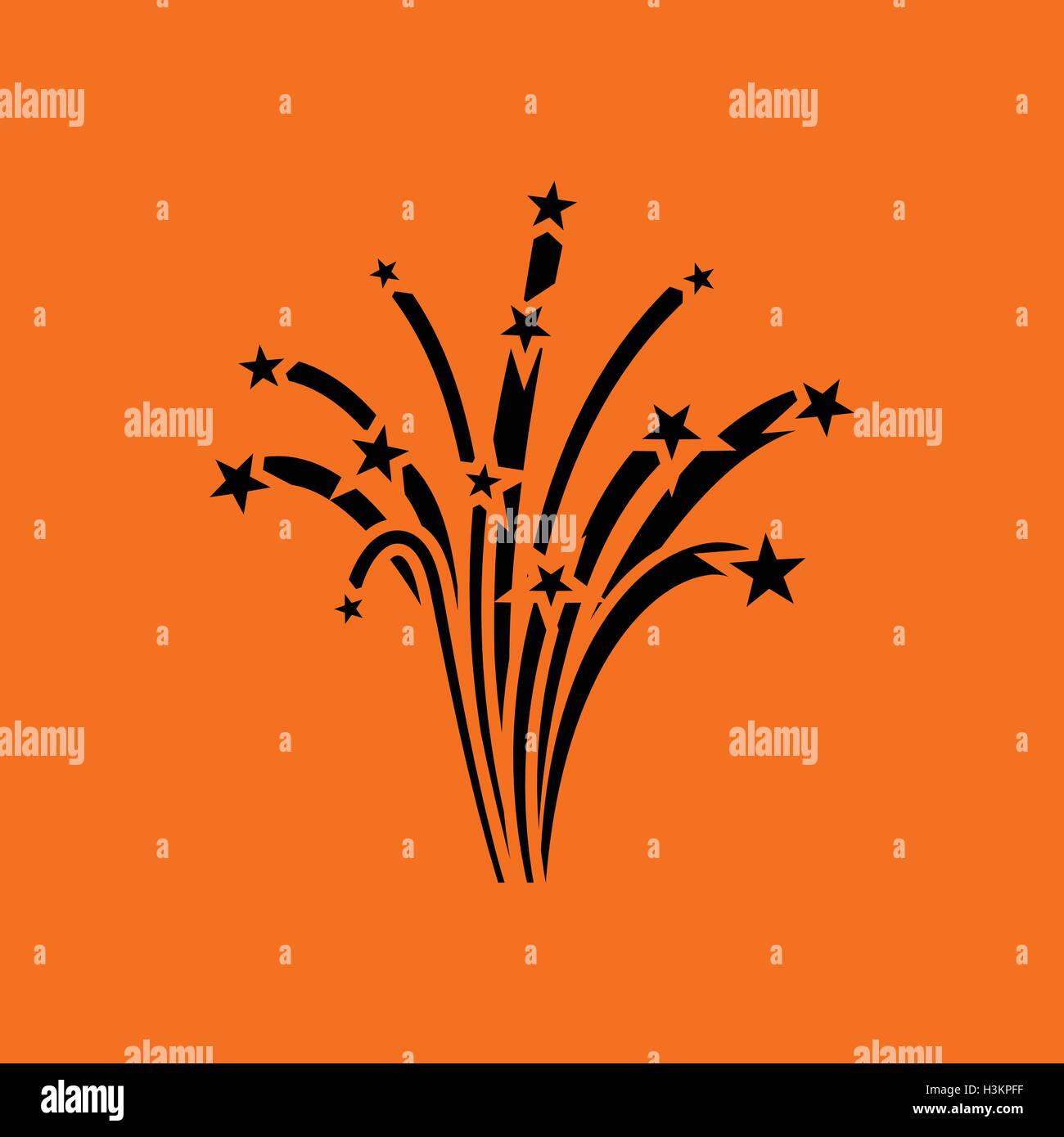 Fireworks icon. Orange background with black. Vector illustration Stock ...