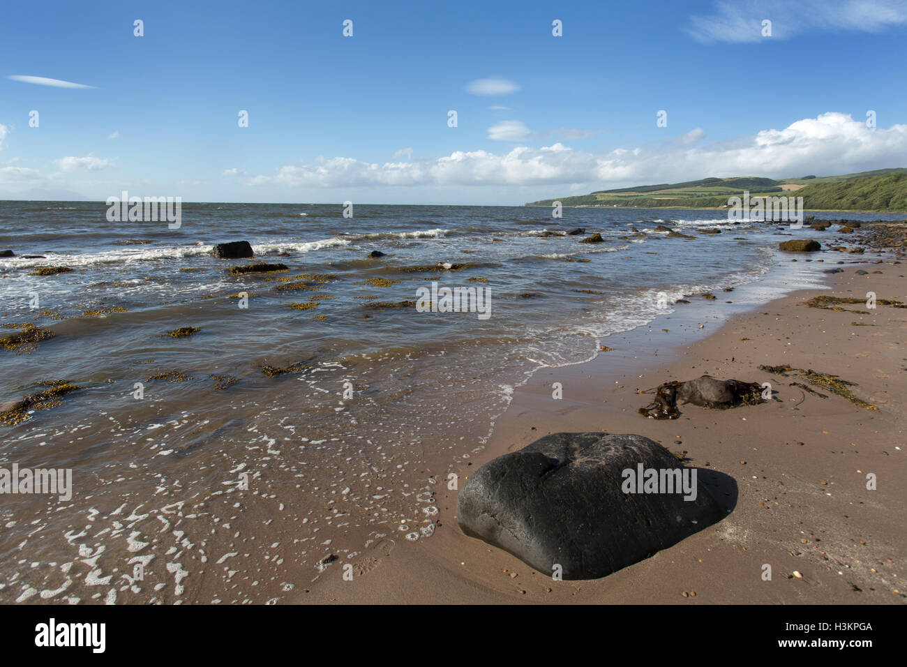 Ayrshire Coast, Scotland. Silhouetted view of the Ayrshire coastline ...