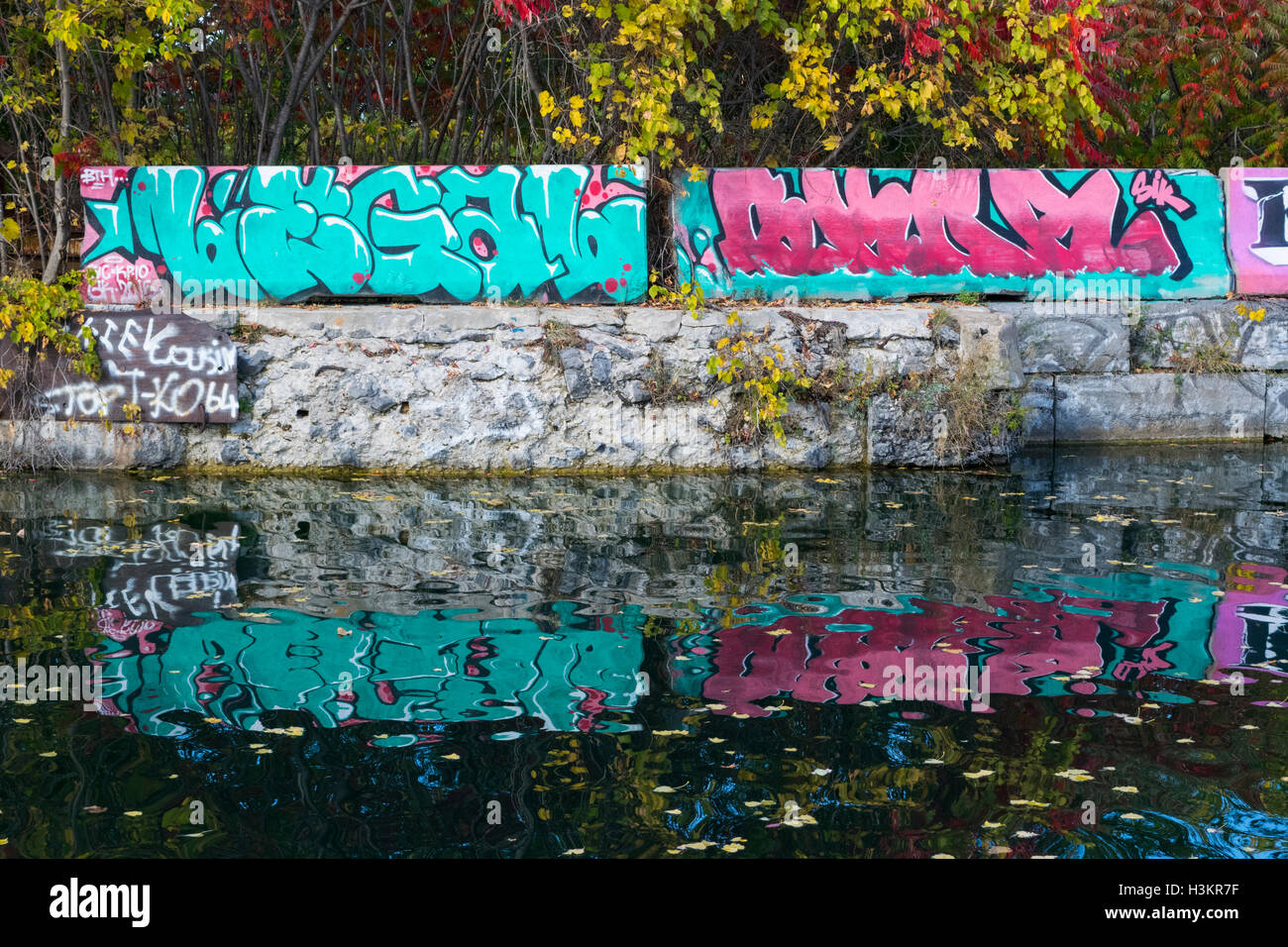 Graffiti reflection canal hi-res stock photography and images - Alamy