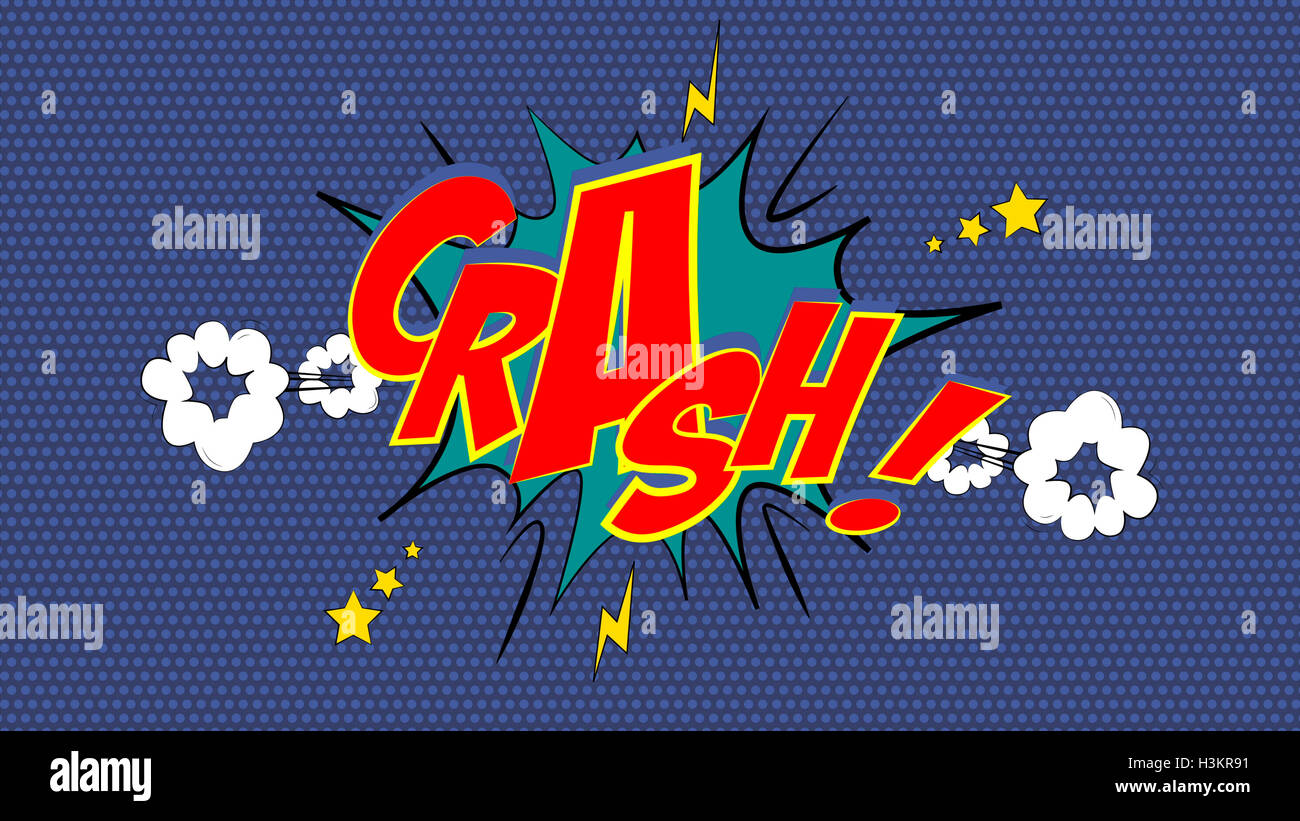 CRASH! Comic Book Bubble Text in Pop-Art Retro Style Stock Photo - Alamy