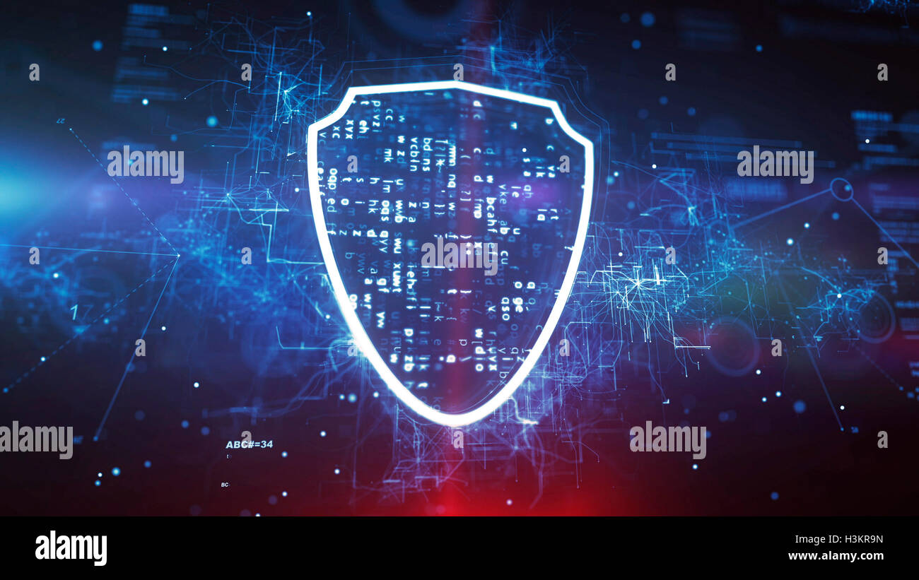 Security Shield Concept on a Modern Cyber Background Stock Photo - Alamy