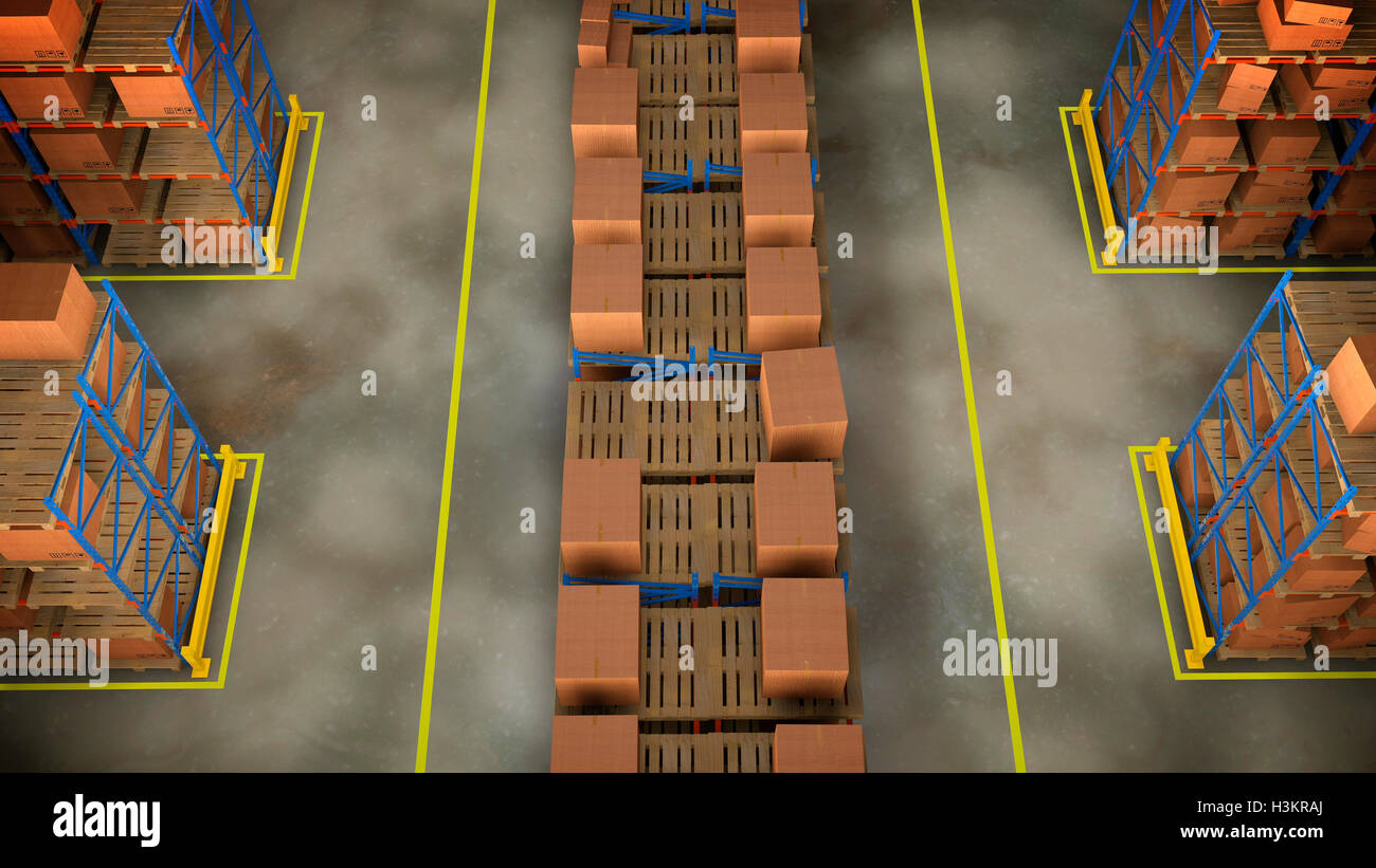 3d render warehouse interior racks hi-res stock photography and images ...