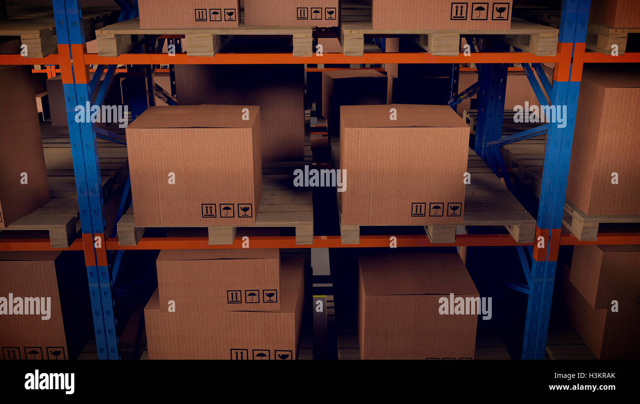 3d render warehouse interior racks hi-res stock photography and images ...