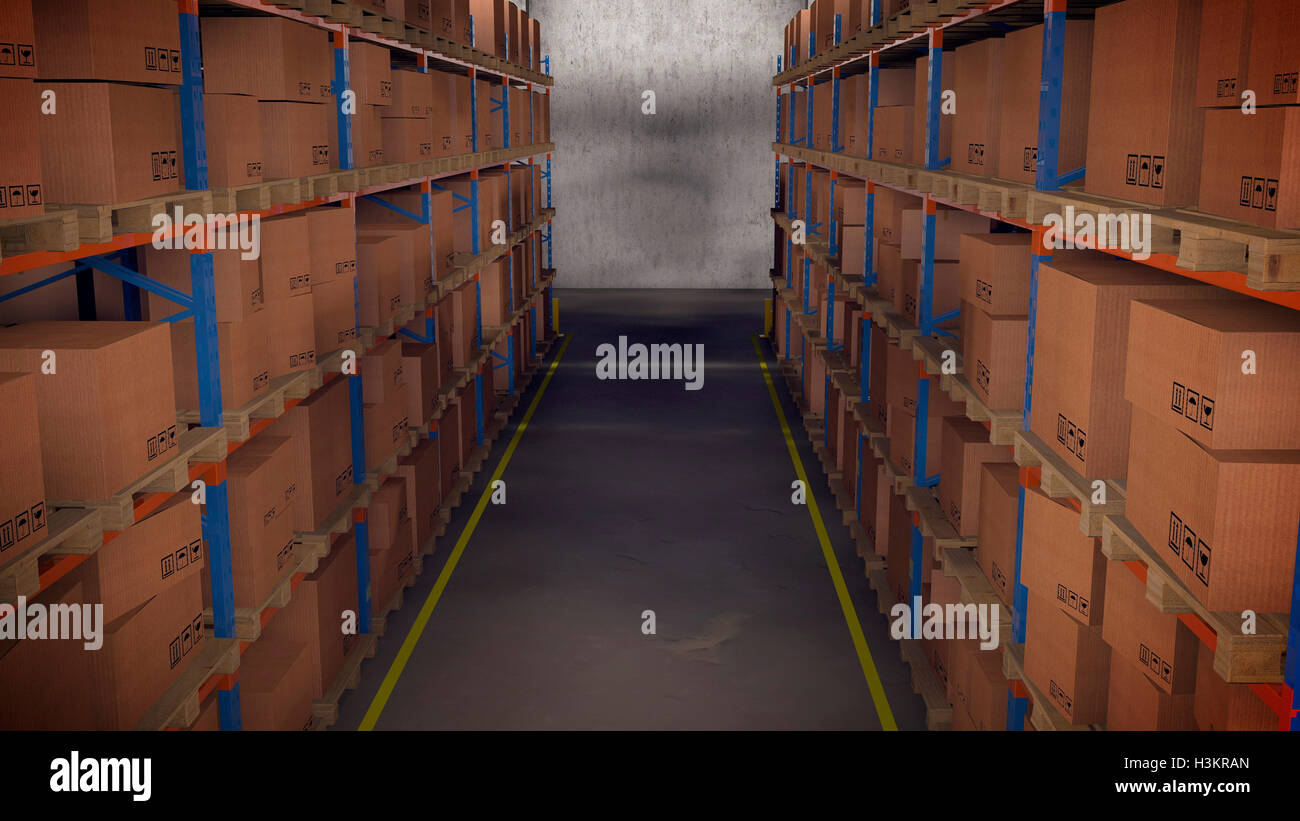 3d render warehouse interior racks hi-res stock photography and images ...