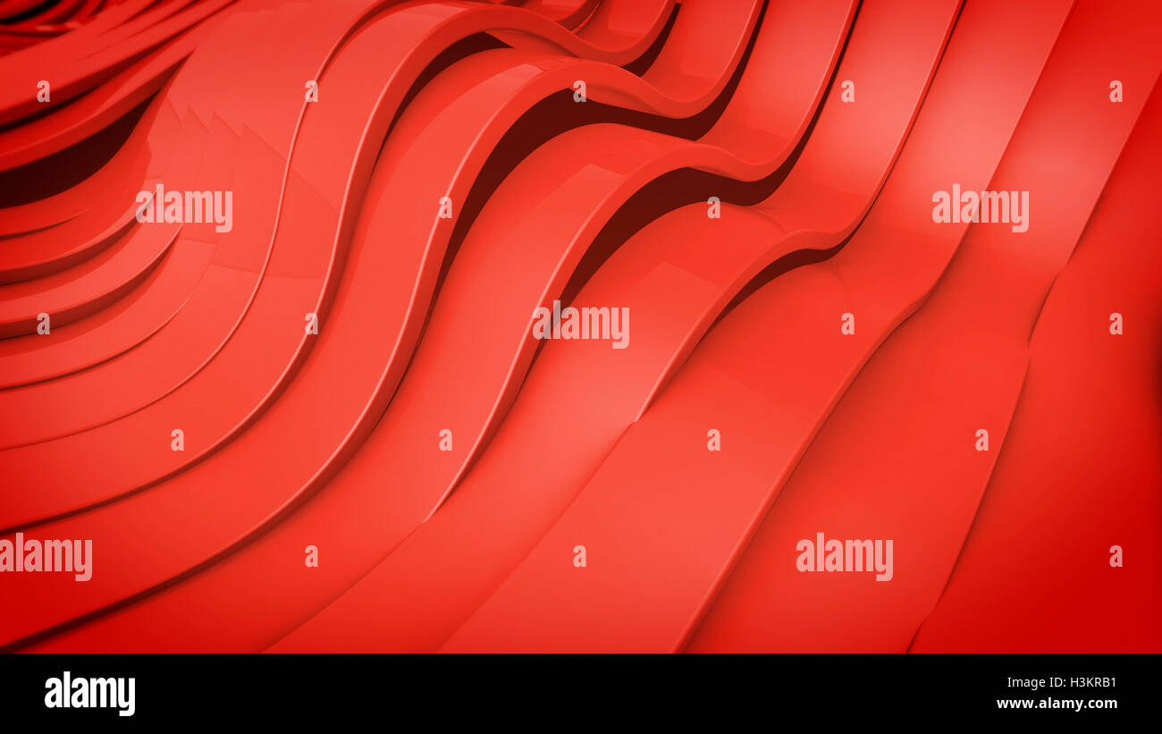 Abstract 3D Wavy band surface. Red color Stock Photo - Alamy