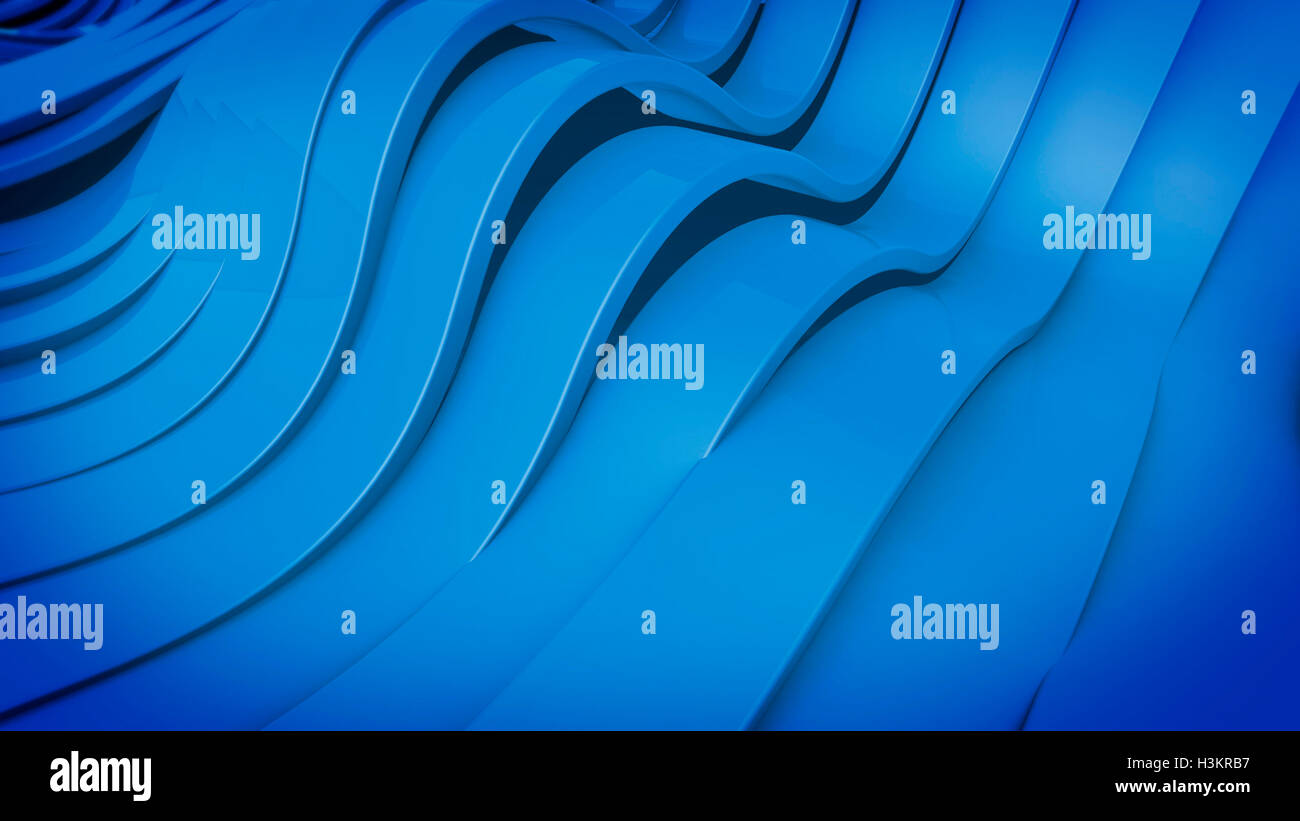 Abstract 3D Wavy band surface. Blue color Stock Photo - Alamy