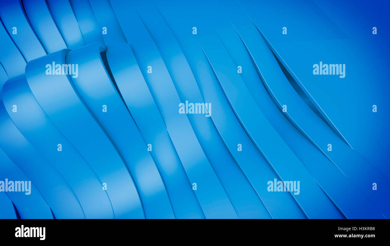 Abstract 3D Wavy band surface. Blue color Stock Photo - Alamy