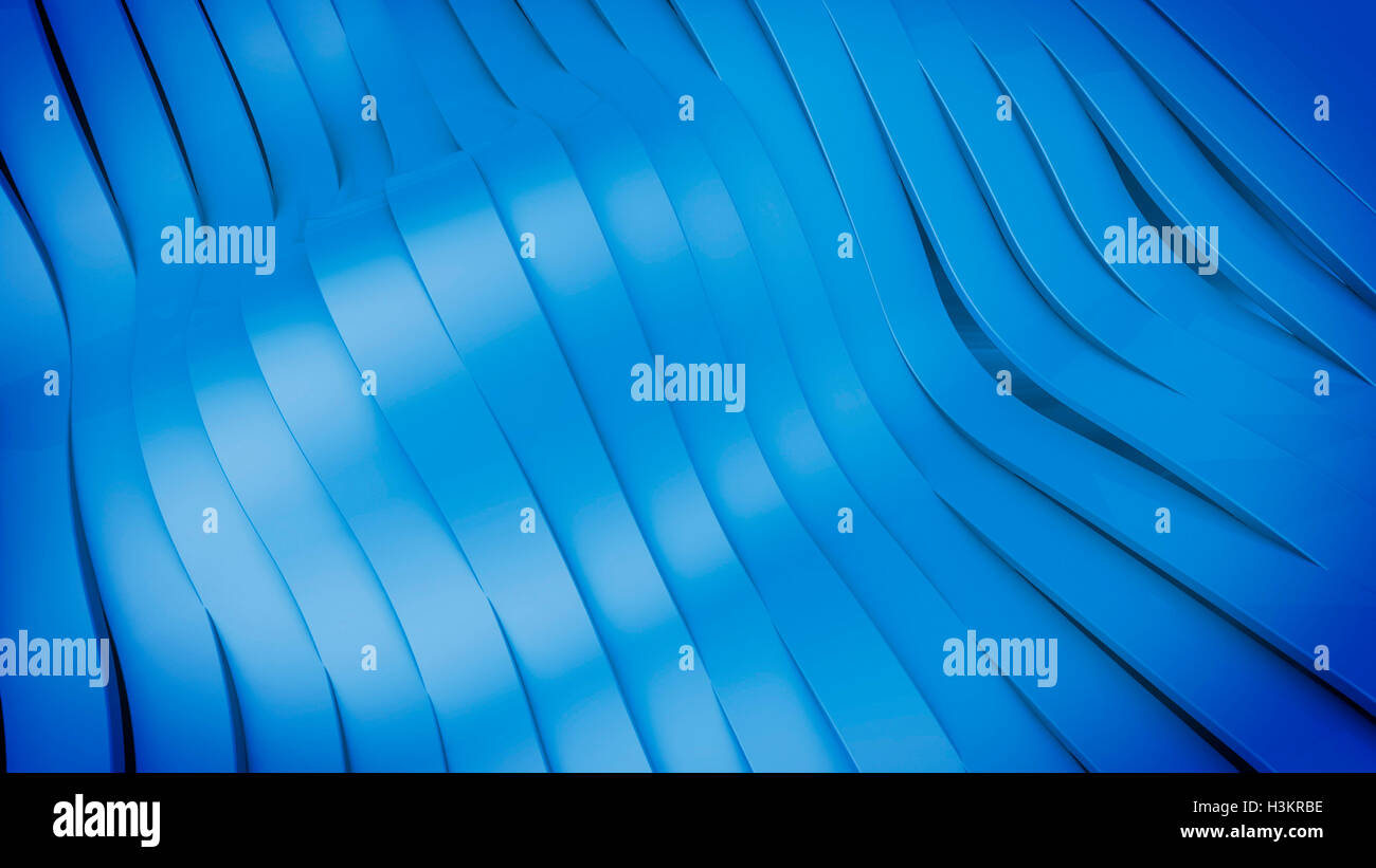 Abstract 3D Wavy band surface. Blue color Stock Photo - Alamy