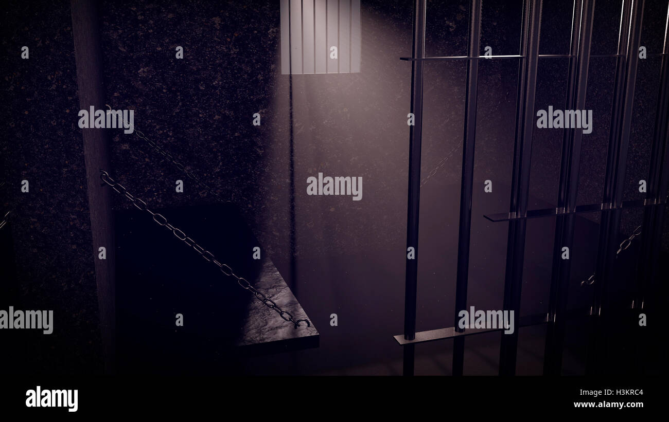 Sunrays coming through a barred window in prison cell. Jail Stock Photo ...