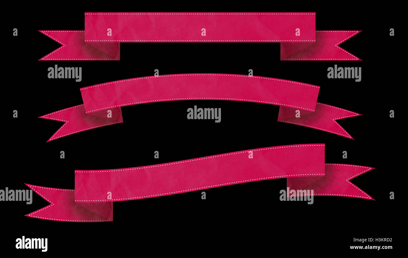 3 Pink Ribbon banners for your text on black background Stock Photo - Alamy