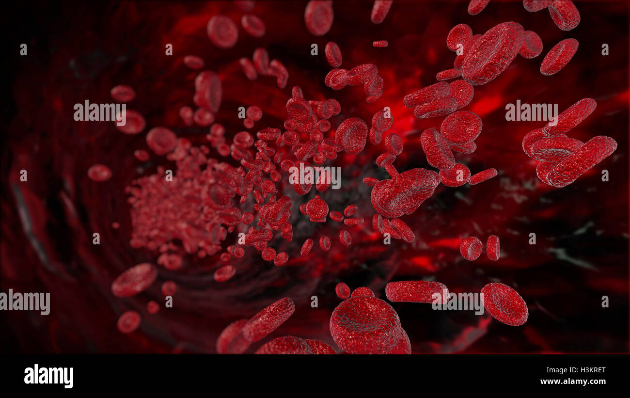 3d abstract red blood cells illustration. Medical background Stock ...