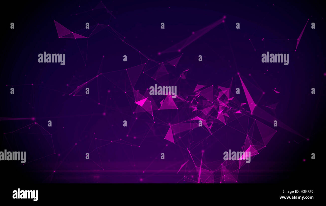 Abstract digital background with cybernetic particles. Depth of field ...