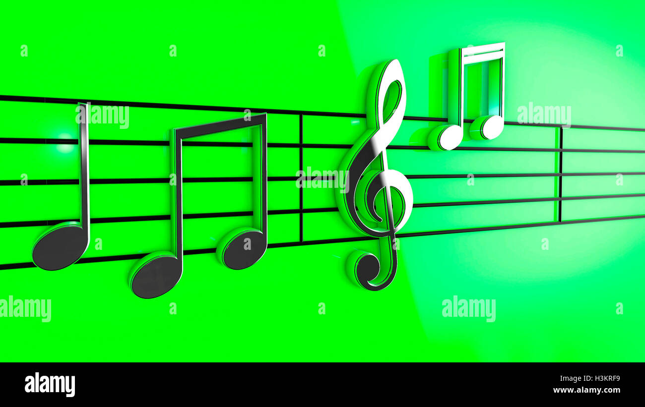 Music Notes Green Background