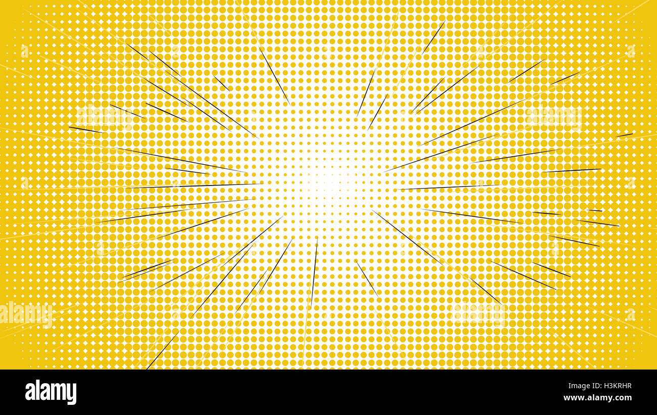 Comic speed radial on yellow dotted background Stock Photo - Alamy