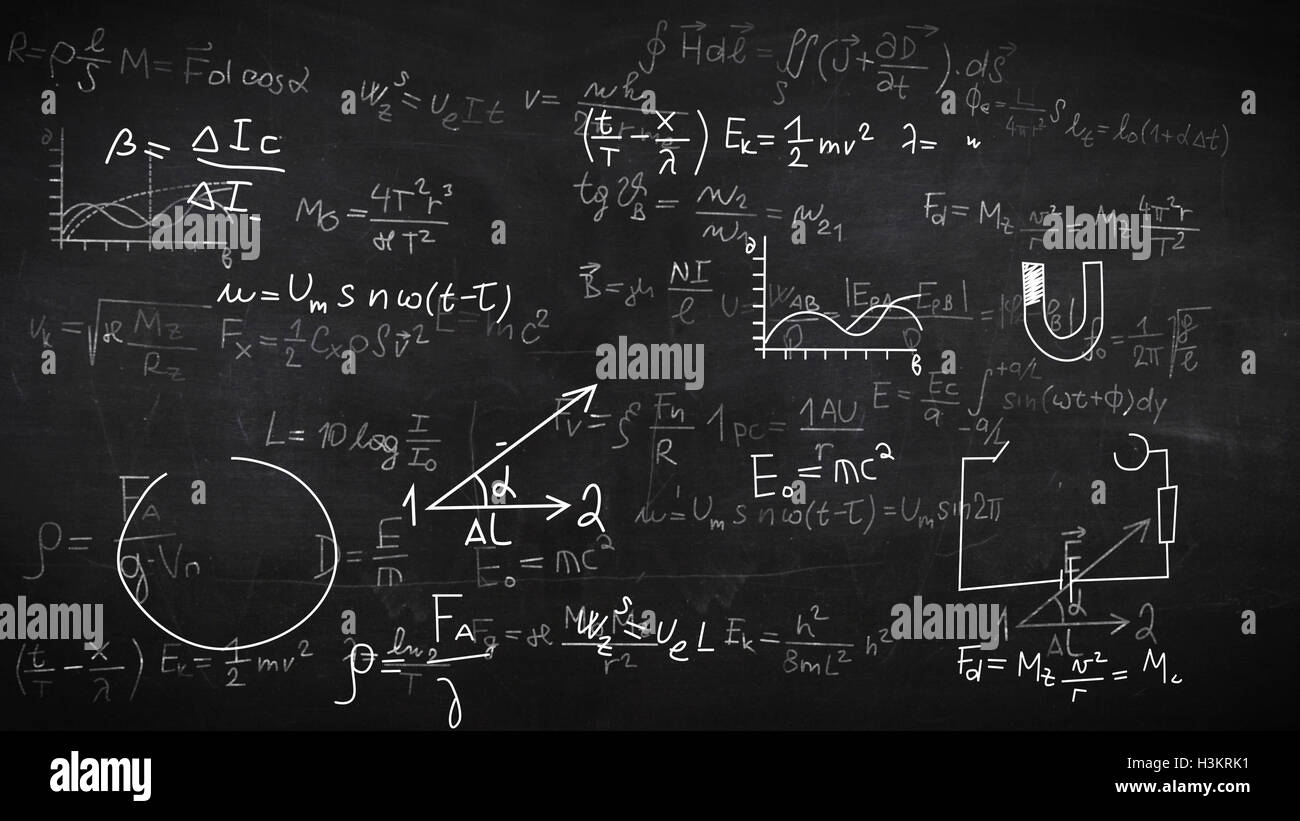 2D illustration of Background with physical formulas Stock Photo - Alamy