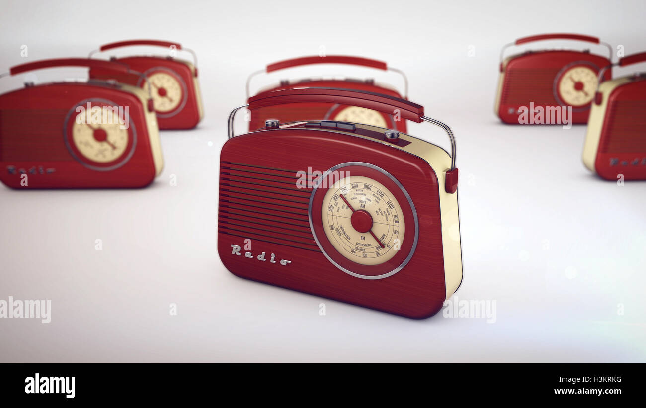 3d rendering of Old radios from 1950 and the years Stock Photo - Alamy