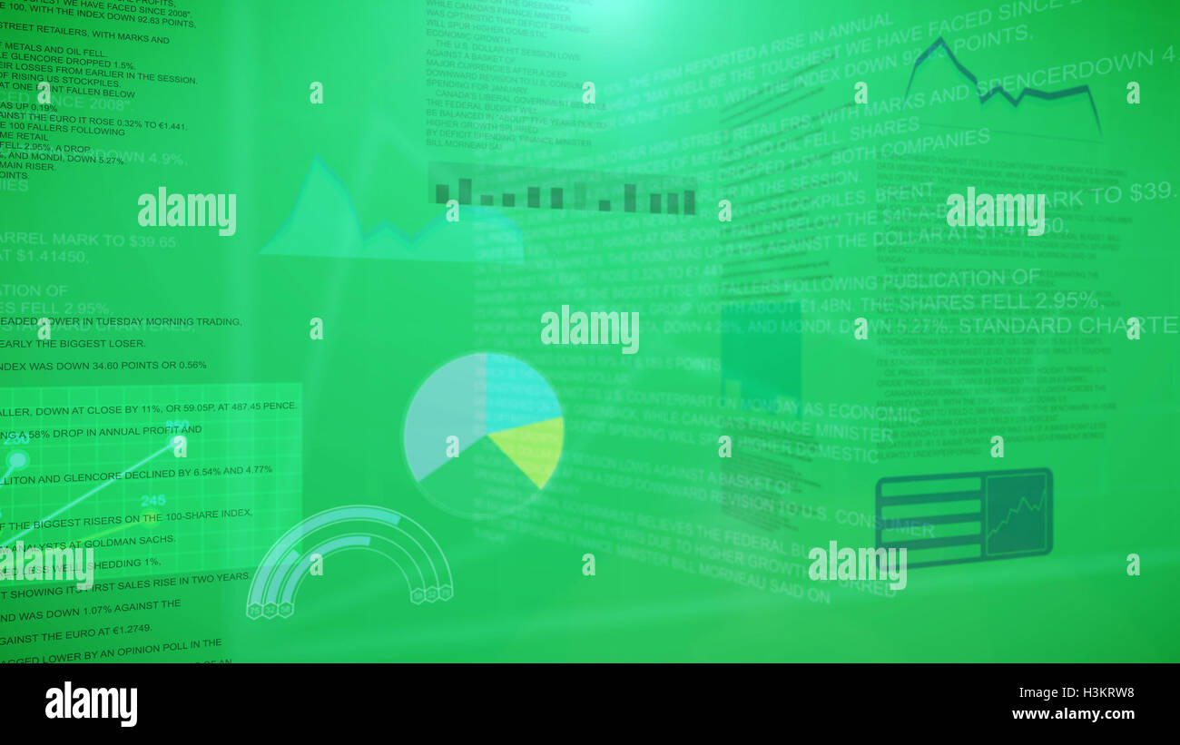 Financial graphs and charts accounting with a green background Stock ...