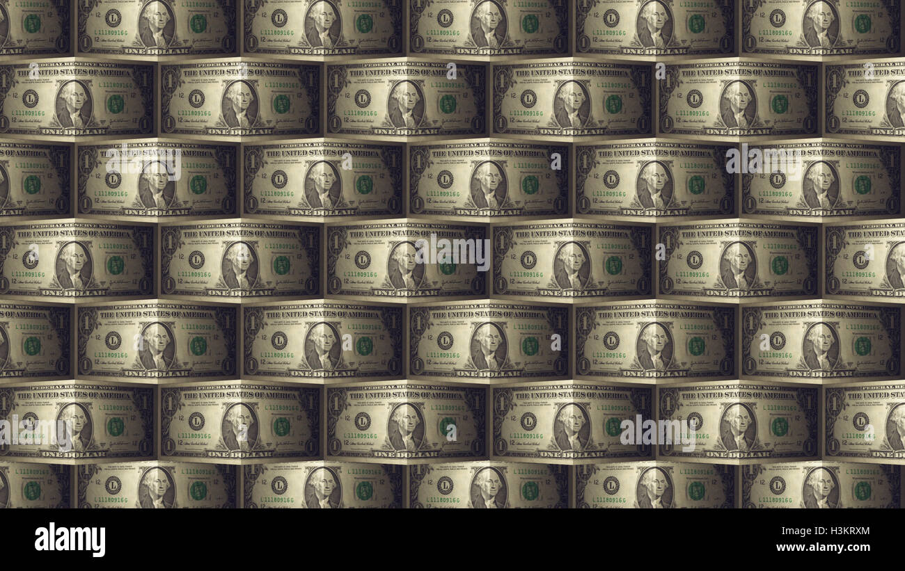 3D rendering of One dollar bill pattern. Business concept Stock Photo ...