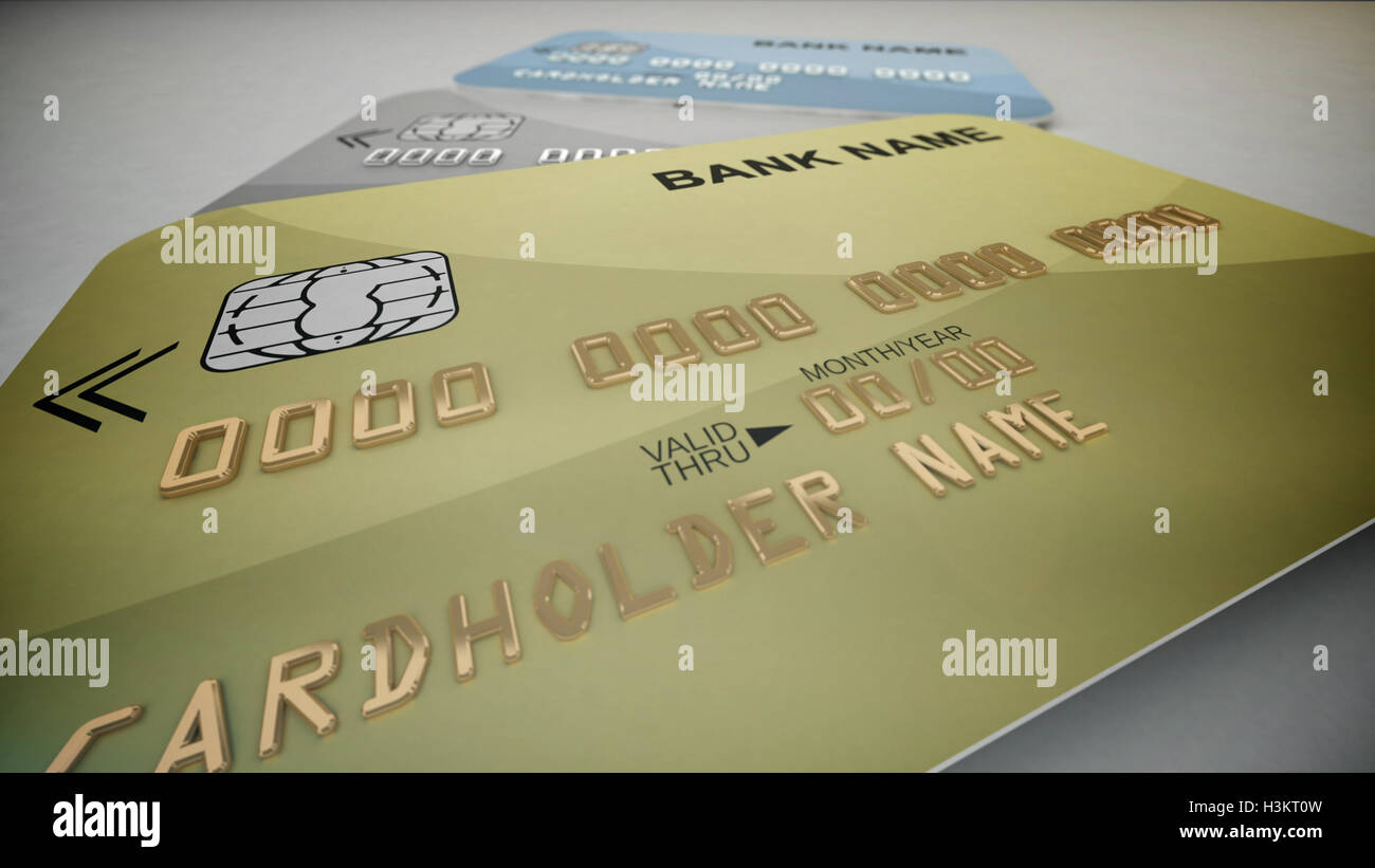 3d rendering. Set of color credit cards isolated on white background ...