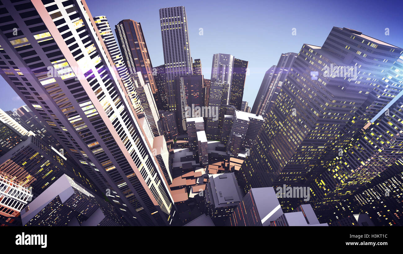 3D rendering of Skyscrapers on a globe city Stock Photo - Alamy