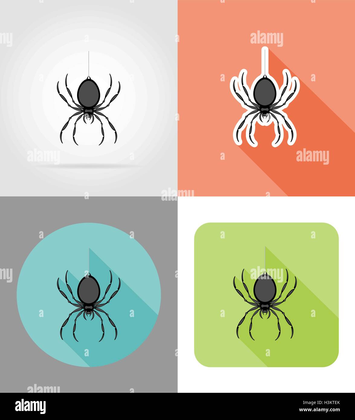 spider flat icons vector illustration isolated on background Stock ...