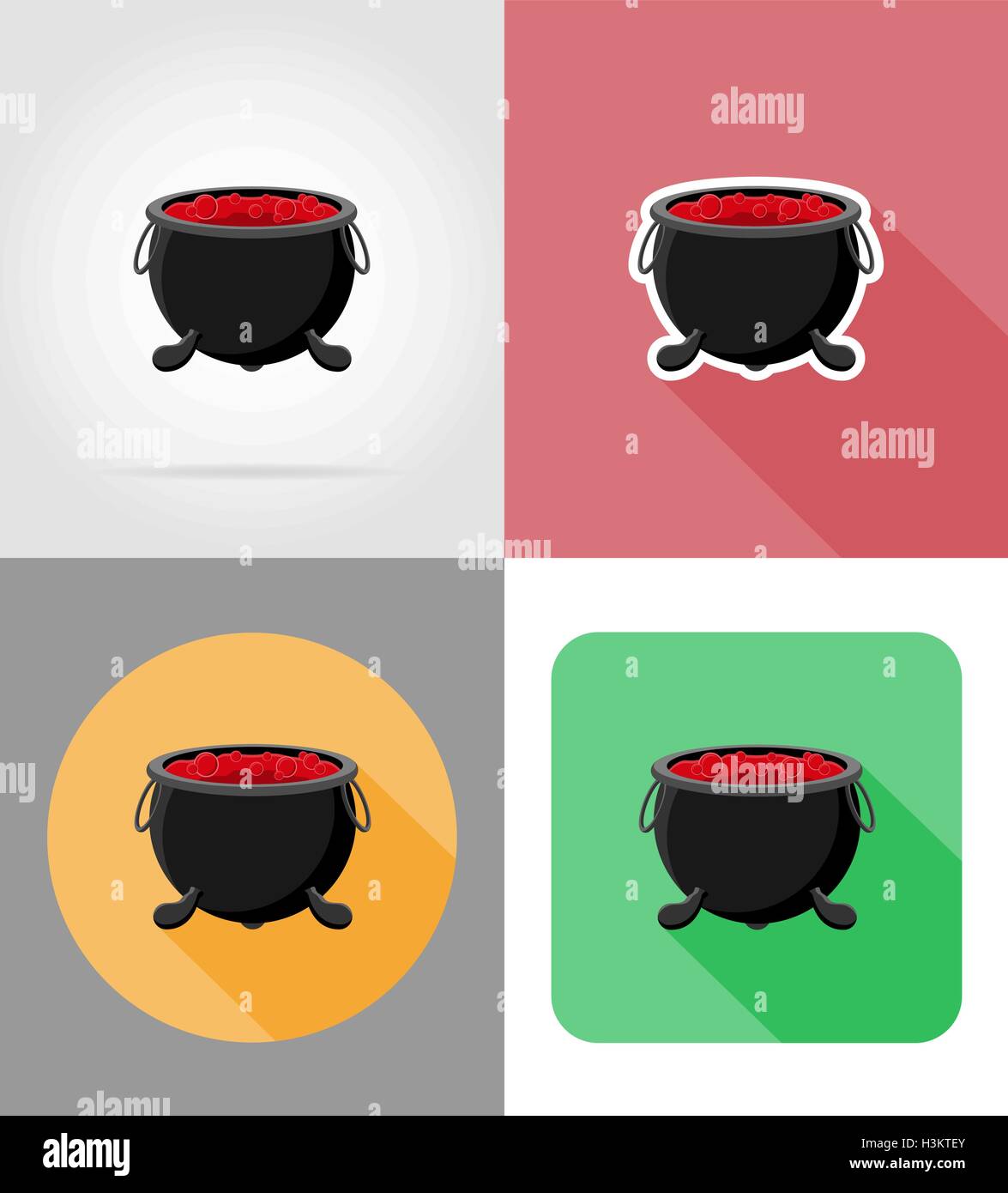 halloween cauldron with the magic potion flat icons vector illustration ...