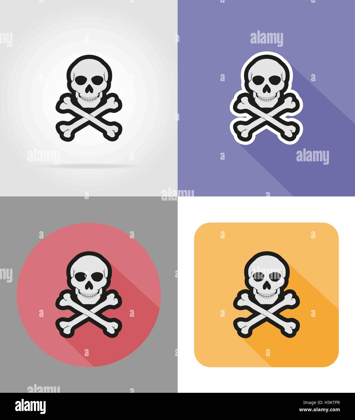 skull and crossbones flat icons vector illustration isolated on ...