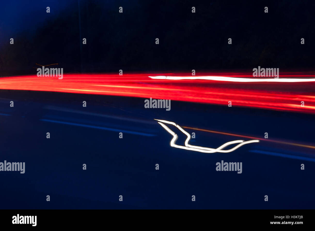 roadside light trails bright and surreal Stock Photo - Alamy