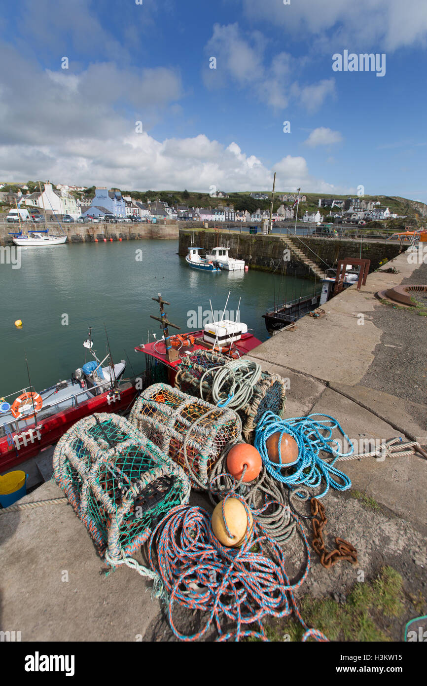 Portpatrick, Scotland. Picturesque view of lobster pots at Portpatrick ...