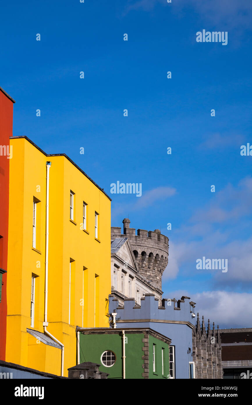 Coloured buildings in the grounds of Dublin Castle, Ireland Stock Photo ...