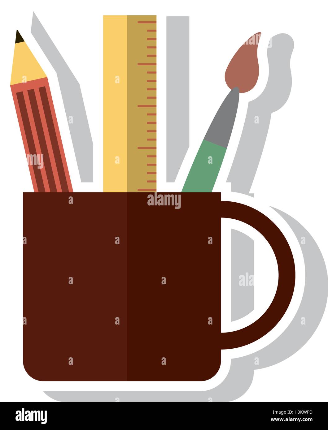 Ruler pencil and paint brush inside mug design Stock Vector Image & Art ...
