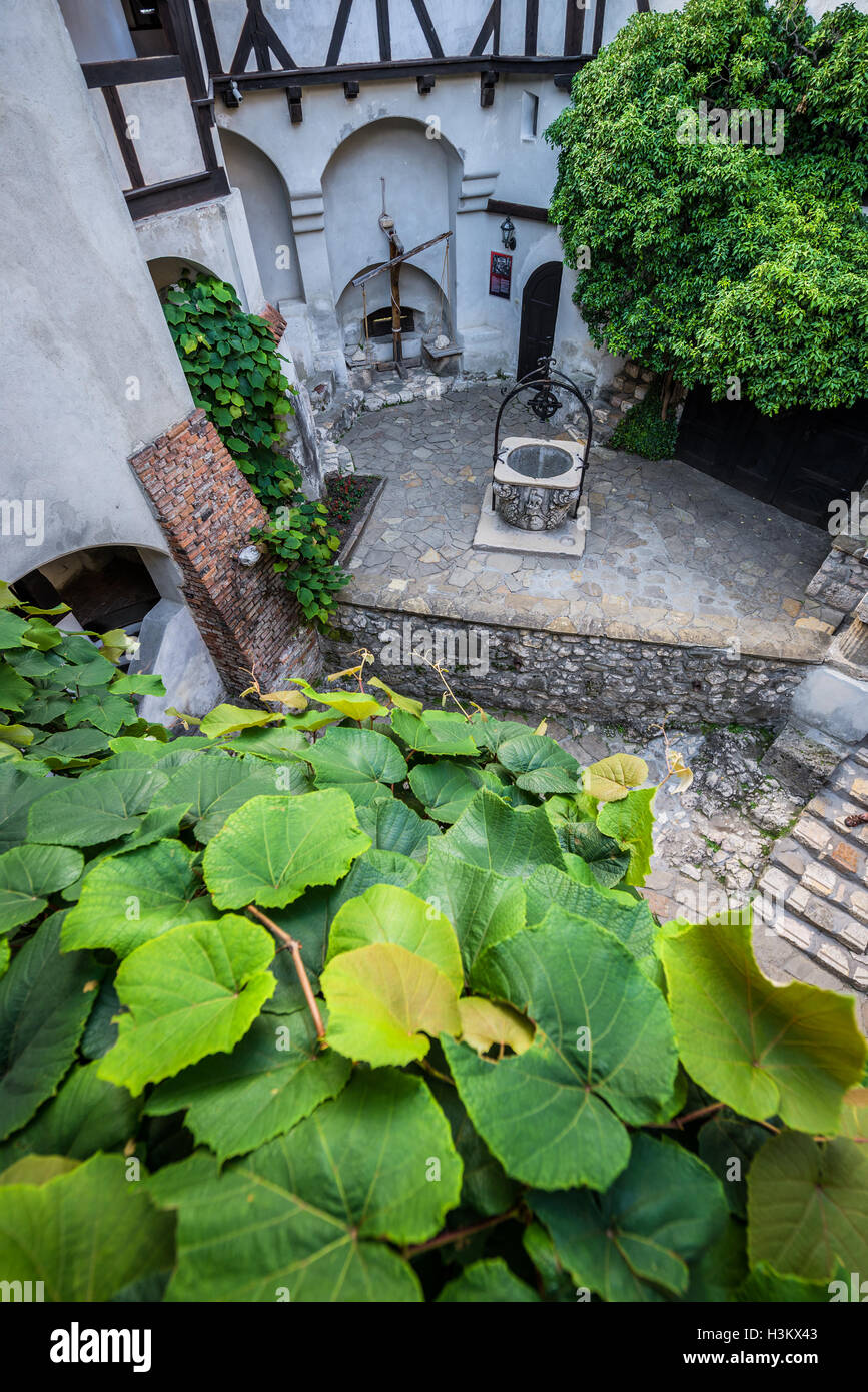 Courtyard of Bran Castle in Romania, commonly known as "Dracula's ...