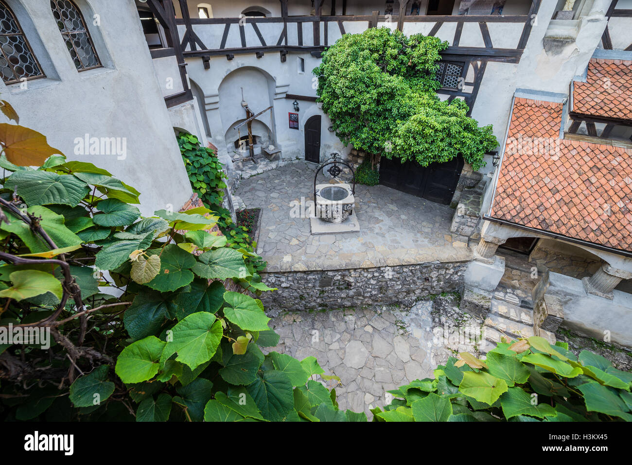 Courtyard of Bran Castle in Romania, commonly known as "Dracula's ...