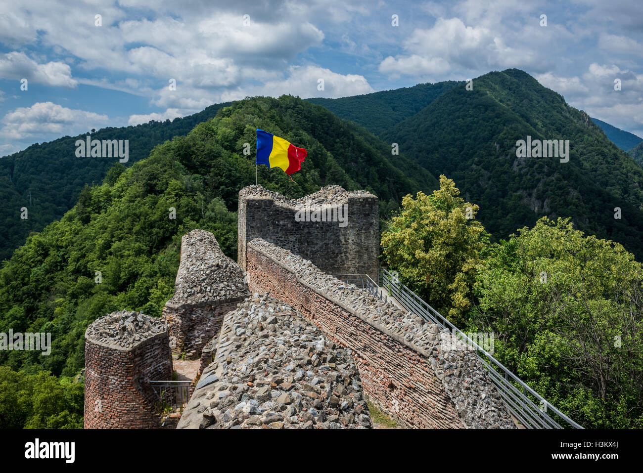Poenari Castle also called Poenari Citadel on plateau of Mount Cetatea ...