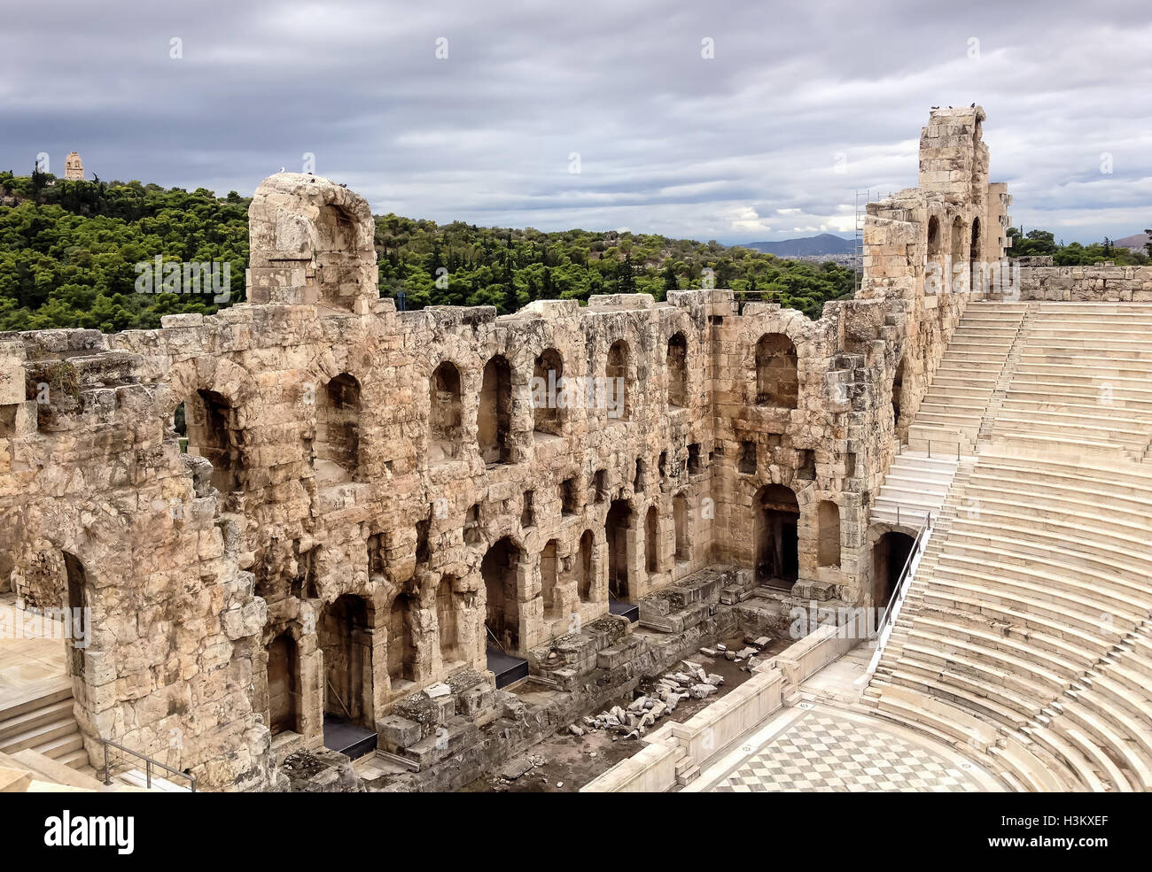 Ruins of ancient Greek theater. Acropolis in Athens Stock Photo - Alamy