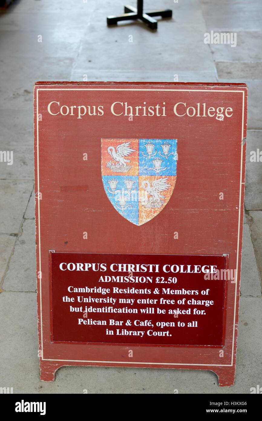 Sign for Corpus Christi college Stock Photo - Alamy