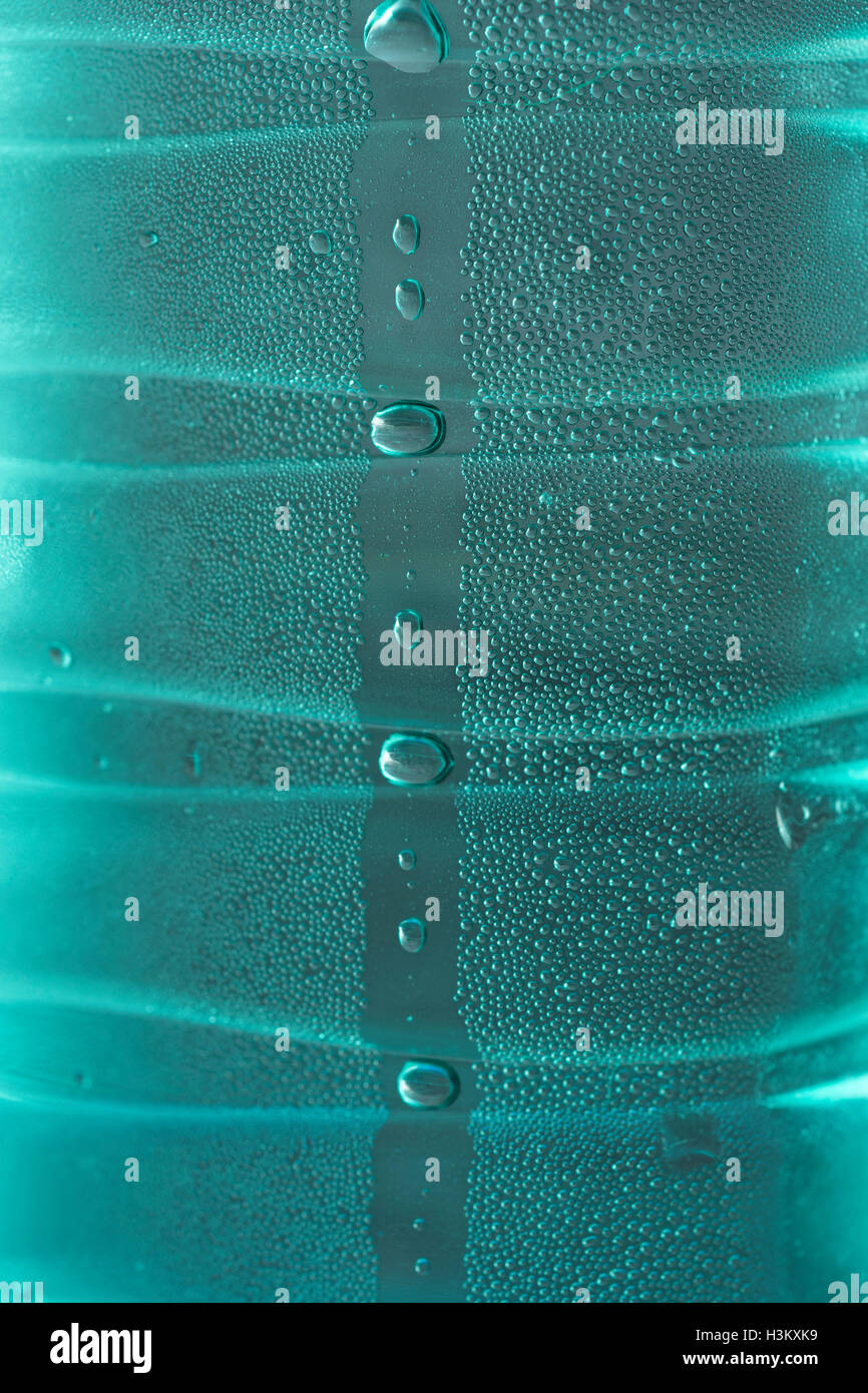 Abstract image of beads of water condensation on the inside of a PTFE bottle. Metaphor World ...