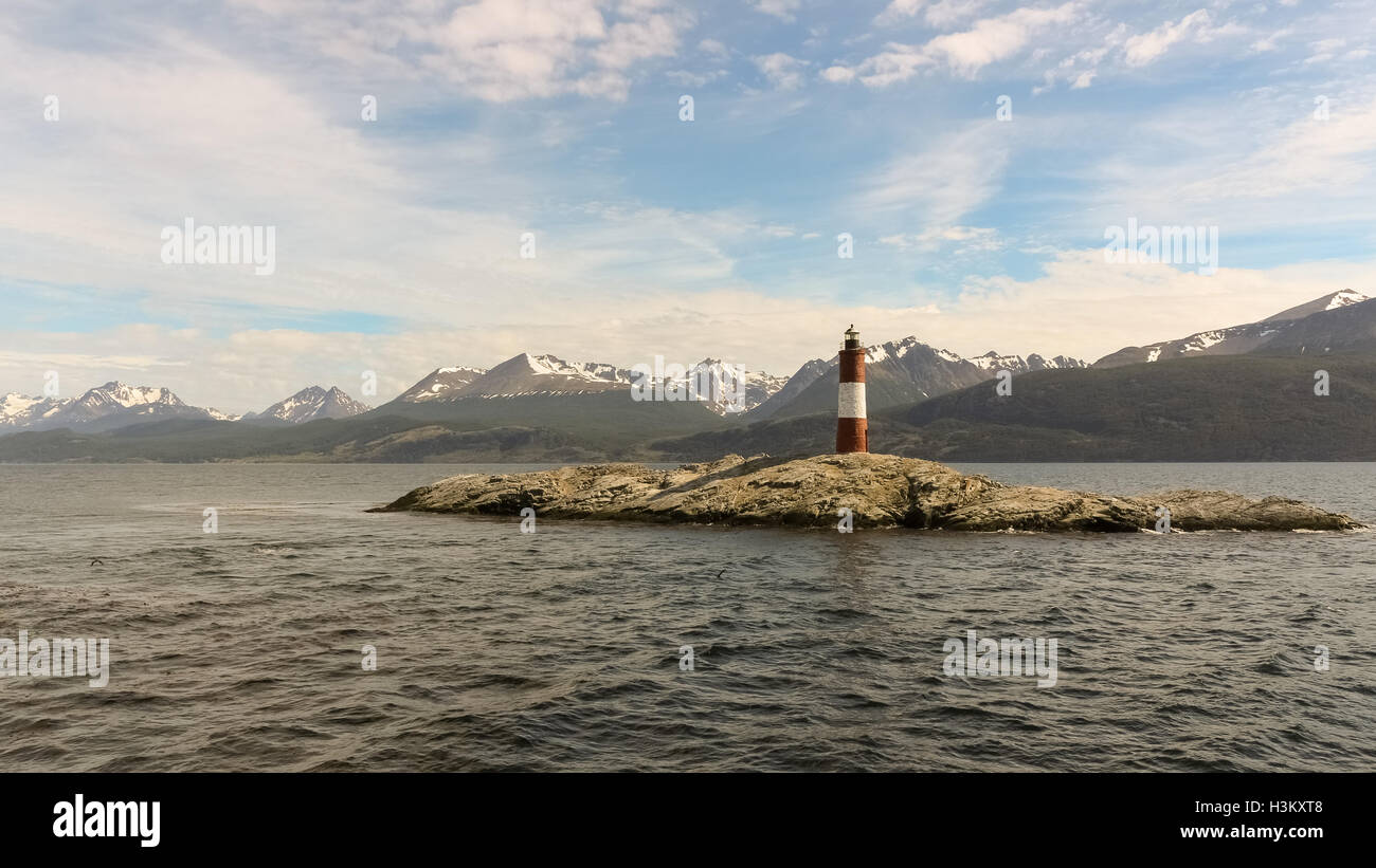 Lighthouse island in the middle of Beagle channel Stock Photo - Alamy