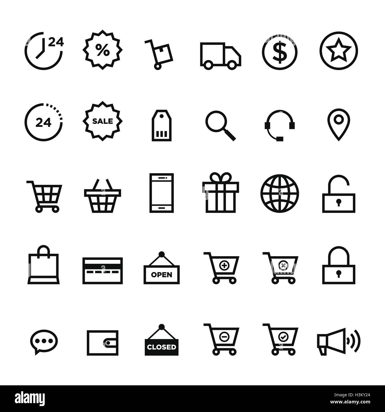 E-commerce outline icon set isolated vector illustration Stock Vector ...