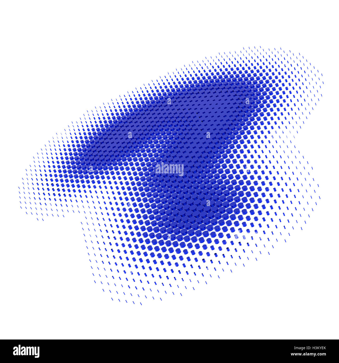 Big blue question mark of dots on a white background, 3d rendering ...