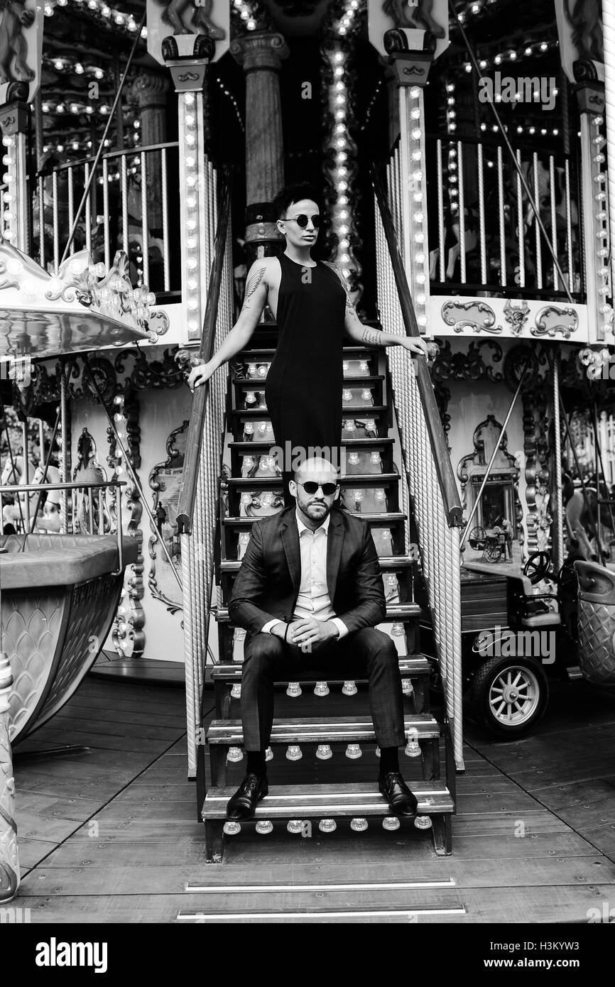 Beautiful horse carousel Black and White Stock Photos & Images - Alamy